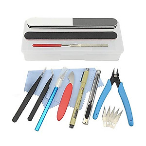 BXQINLENX Professional 17 PCS Gundam Model Tools Kit Modeler Basic Tools Craft Set Hobby Building Tools Kit for Gundam Car Model Building Repairing and Fixing