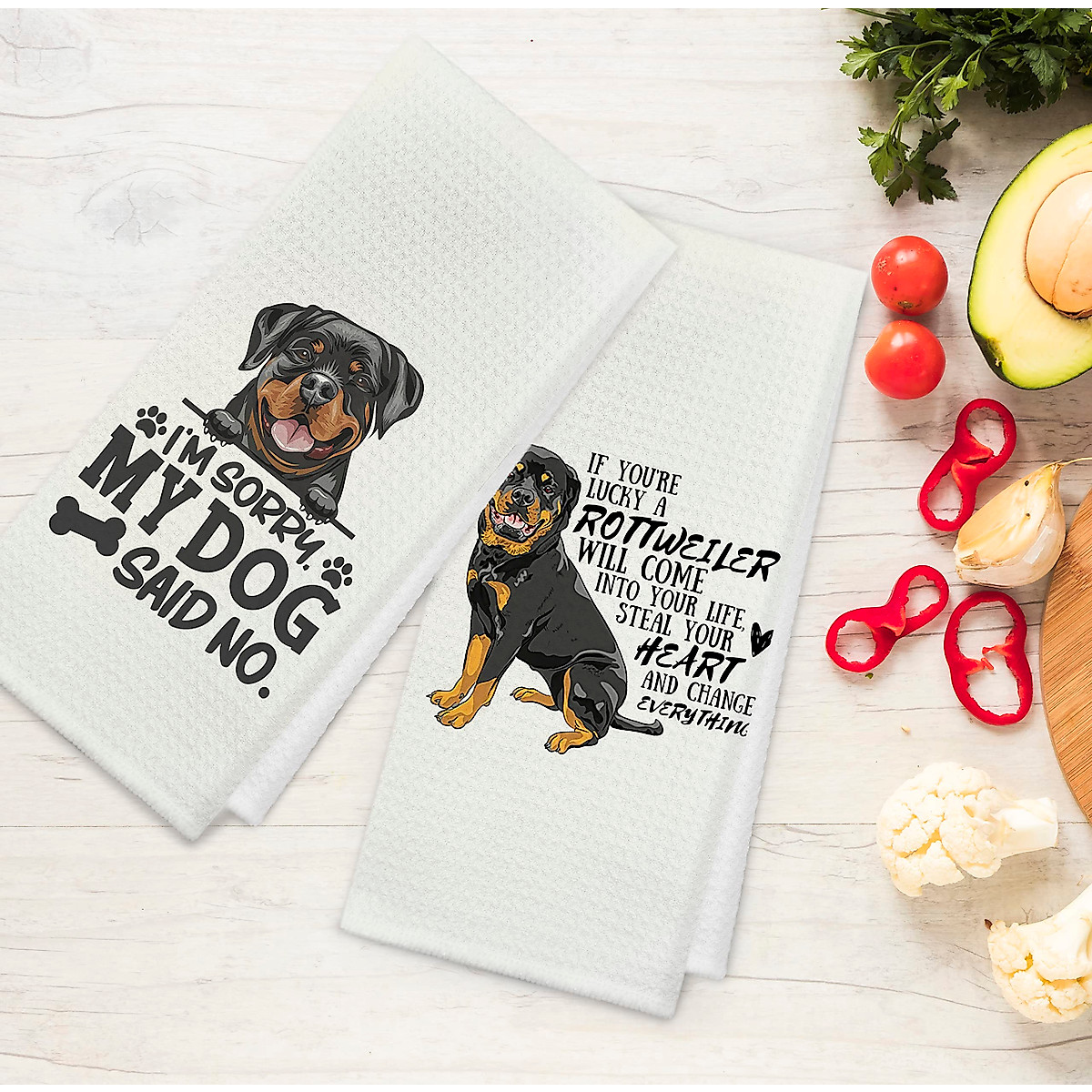 Funny Rottweiler Dog Absorbent Kitchen Towels And Dishcloths 16×24 Inches Set Of 4,Cute Rottweiler Lovers Gifts Hand Towel Dish Towel Tea Towel For Kitchen Bathroom Decor,Rottweiler Owners Gifts