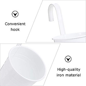 Cabilock 8pcs Metal Iron Hanging Flower Pot Garden Pots Balcony Planters Metal Bucket Flower Holders Detachable Hook for Railing Fence Window Patio