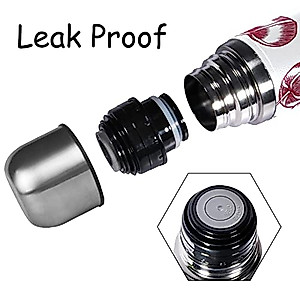 Stainless Steel Leather Vacuum Insulated Mug Cherries Thermos Water Bottle for Hot and Cold Drinks Kids Adults 16 Oz