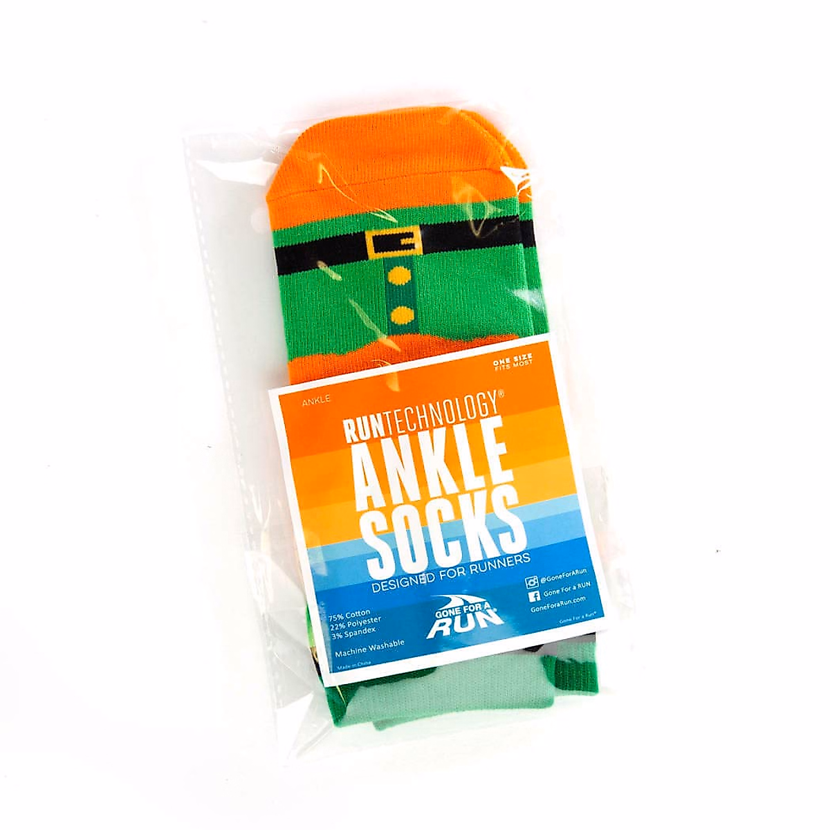 Gone For a Run Athletic Ankle Running Socks | Woven Low Cut | Leprechaun