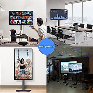 suptek Rotating Mobile TV Cart for 26-55 inch TV Holds up to 110lbs, Heavy-Duty Floor Stand Base for Live Stream Video Conferencing Tiktok YouTube Zoom(XZ-05)