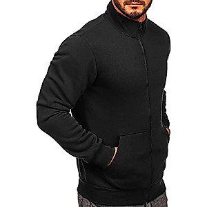 Men's Full Zip Up Active Track Jacket Zipper Mock Neck Sweatshirts Casual Long Sleeve Top with Pocket