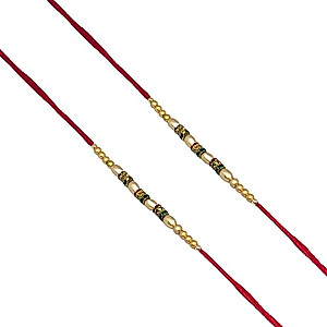 TheNext7 Beautiful Rakhi for Brother, Traditional Design Handmade Rakhi, Rakhee Bracelet for Brother Bhayi Bhabi, White Beads and Red-White-Green Rings Rakhi, Indian Traditional Rakhi Thread Set of 2