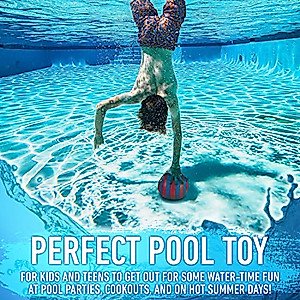 Franklin Sports Cannonball Water Ball - Underwater Pool Ball Toy - Dribble, Bounce and Pass Under Water - Fun Summer Pool Toy for Kids + Teens - 9" PVC Pool Ball for Underwater Pool Games