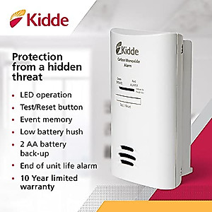 Kidde Carbon Monoxide Detector, AC Plug-In with Battery Backup, CO Alarm with Replacement Alert