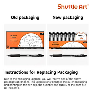 Shuttle Art Black Gel Pens, 48 Pack(20 Gel Pens with 28 Refills) Retractable Medium Point Rollerball Gel Ink Pens Smooth Writing with Comfortable Grip for Office School Home Work