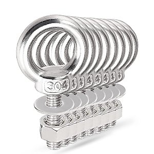 Lifting Shoulder Eye Bolts, Ekunbuy Screw Bolt 304 Stainless Steel Heavy Duty Lifting Ring Threaded Eyebolts with Washers and Nuts for Indoor Outdoor