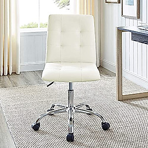 Modway Prim Ribbed Armless Mid Back Swivel Conference Office Chair In White