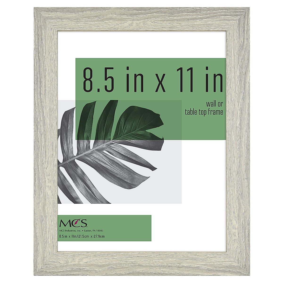 MCS Studio Gallery 8.5x11 Picture Frame Gray Woodgrain, Rectangle Photo Frame for Photos, Posters & Art Prints & Easel for Tapletop Display (1-Pack)