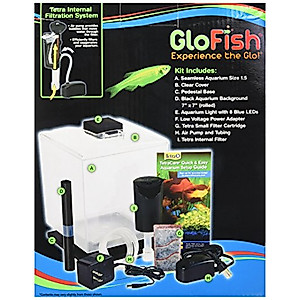 Tetra GloFish Betta Aquarium Kit 1.5 Gallons, Easy Setup and Maintenance, Perfect Starter Tank,Black/Clear