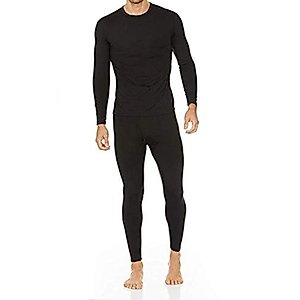 Thermajohn Long Johns Thermal Underwear for Men Fleece Lined Base Layer Set for Cold Weather (Large, Black)