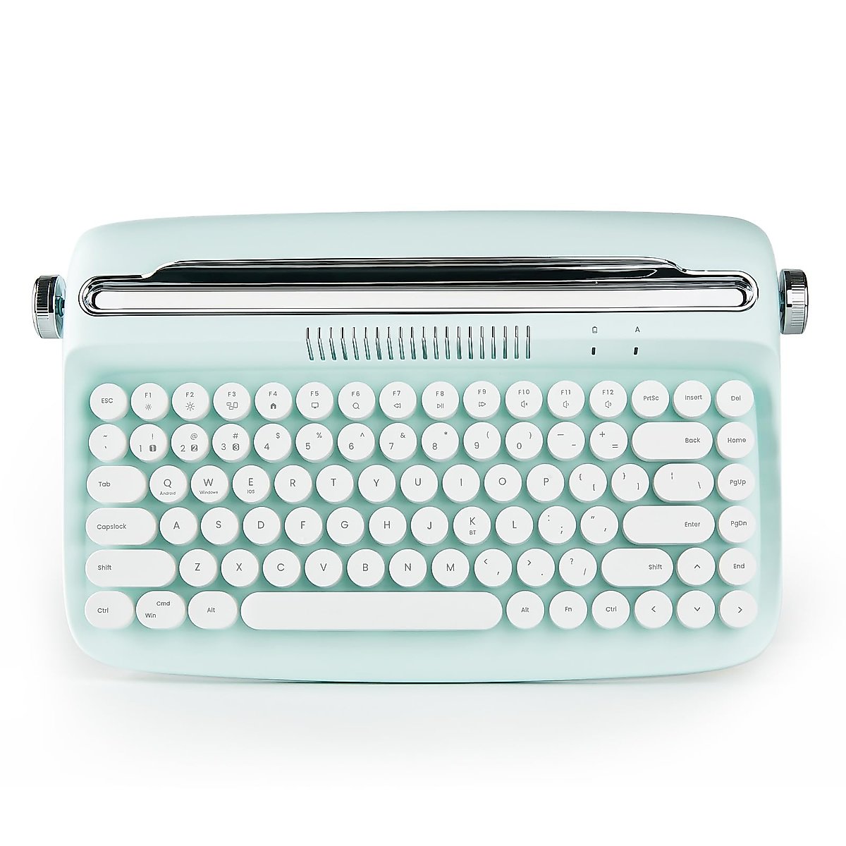 YUNZII ACTTO B303 Wireless Keyboard, Retro Bluetooth Aesthetic Typewriter Style Keyboard with Integrated Stand for Multi-Device (B303, Ivory Butter)