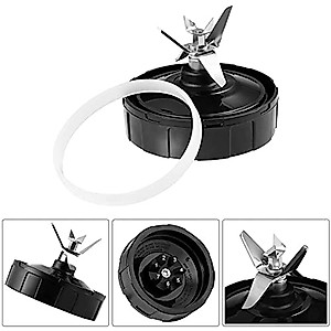 Replacement Parts for Ninja Blender 7 Fins Bottom Blade and 1 Gasket Rubber for Nutri Ninja Auto iQ BL482-30 BL492 BL642-30 NN102 BL687CO-30 BL2013