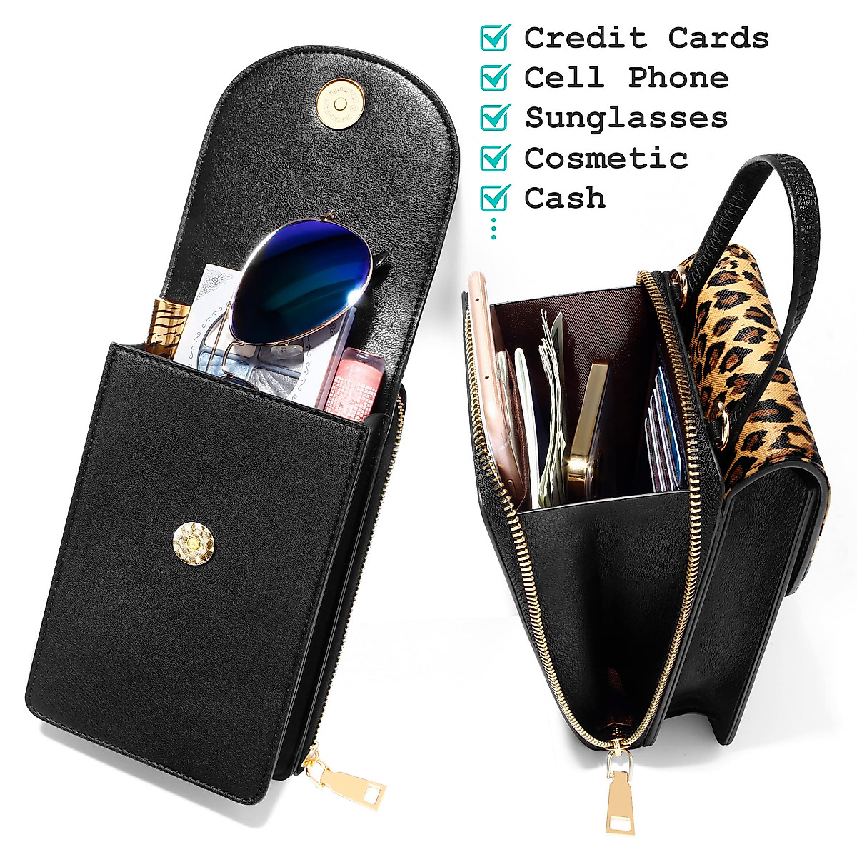 KUKOO Small Crossbody Bags for Women Cell Phone Purse Wallet Mini Shoulder Handbag with Credit Card Slots