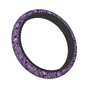 Purple Elephant Steering Wheel Cover Women Girl Car Accessories Interior Universal 15 Inch Auto Anti-Slip Steering Wheel Protector for Truck SUV Sedan