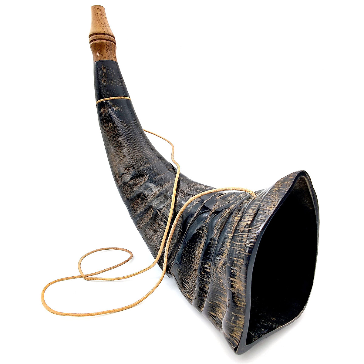 Viking War Horn Genuine buffalo-Horn Battle Trumpet - Premium Hand made Horn Viking Norse Cattle Ancient Horn Bugle Hunting Tool BATTLE HORN BLOWING HORN VIKING BUGLE HORN 16"