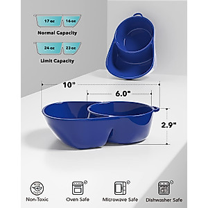 LE TAUCI Chip and Dip Bowls, Anti-Soggy Cereal Bowl, Soup and Side/Cracker Bowls Sets for Breakfast, Soup and Sandwich, Bread Dipping Bowls, Set of 2, Blue