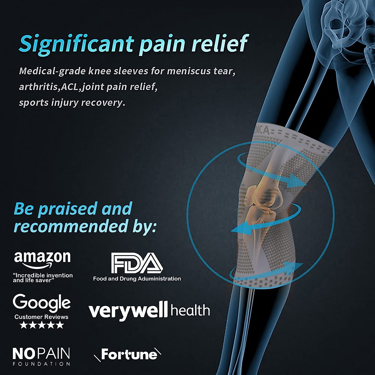 NEENCA Copper Knee Braces for Knee Pain Women & Men - 2 Pack Copper Knee Sleeves Set, Knee Compression Sleeve with Copper Ions Infused Fiber for Sports, Workout, Arthritis Pain, Meniscus Tear. ACE-52