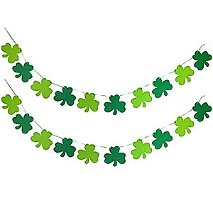 St. Patrick's Day Decorations Felt Shamrock Clover Garland Banner for St.Patrick's Day Lucky Shamrock Banner Garland for Irish Party Supplies Decor