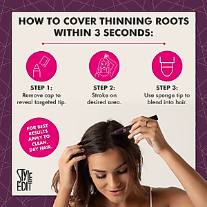 Style Edit Root Touch Up Stick - Medium Brown Hair Concealer, Temporary Gray Coverage, Premium Hair Shading Sponge Pen, 0.11 oz