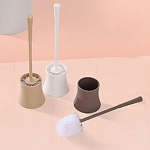 SAAKO Portable Toilet Bowl Brush Floor Standing Toilet Brush Practical Toilet Cleaner Brush with Plastic Long Handle for Bathroom