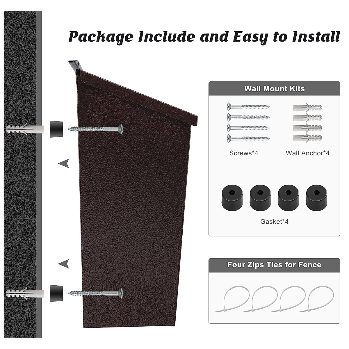 KYODOLED Wall-Mount Mailbox,Large Capacity Mail Box,Galvanized Steel Rust-Proof Metal Post Box,Mailboxes for Outside,15.7"x9.9"x4.9" Bronze