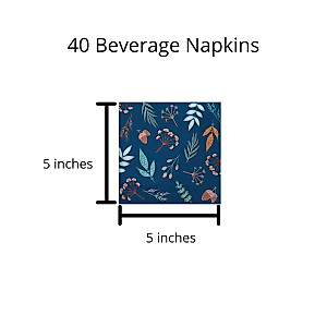 Navy Blue Fall Plates and Napkins Party Supplies - Disposable Blue Paper Dinnerware for 40 Guests for Birthday, Thanksgiving, Wedding, Bridal Shower Party Decorations