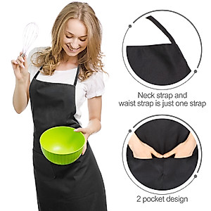 Tarpop 24 Pack Bib Aprons Unisex Commercial Apron Resistant Apron Kitchen BBQ Crafting Aprons for Women Men Chef (Black)