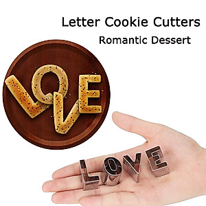 26pcs Alphabet Cookie Cutters Set Small Stainless Steel Letter Molds for Baking, Pastry, Fondant, Donuts Biscuit, Fruit, Cake Decorating Tools by ALNGFUIK