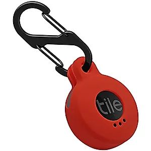 Geiomoo Silicone Case Compatible with Tile Sticker 2022, Protective Cover with Carabiner (Red)