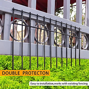 Adavin Animal Barrier Fence, 10 Pack 20in(L)X12in(H) No Dig Black Garden Fencing, Underground Pet Dog Rabbits Fences Panel, Galvanized Steel Stakes 1.6in Spike Spacing,Outdoor Yard Patio.Total 17Ft(L)