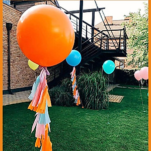 IN-JOOYAA 24 Inch Latex Round Balloons 5 Pack Orange Thick Big Balloons for Party Decorations