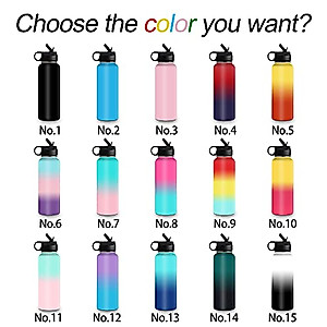Personalized Water Bottles for Kids, 18 oz Custom Name Water Bottle With Straw, Insulated Stainless Steel Reusable Waterbottle Gifts for School Girls Boys Men Women - Ombre Color