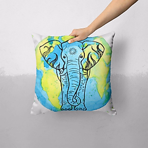 iiRov Worldwide Sacred Elephant - Custom Decorative Home Decor Indoor or Outdoor Throw Pillow Cover Plus Cushion Set for Sofa, Bed or Couch (Pillow CASE Cover Plus Cushion)