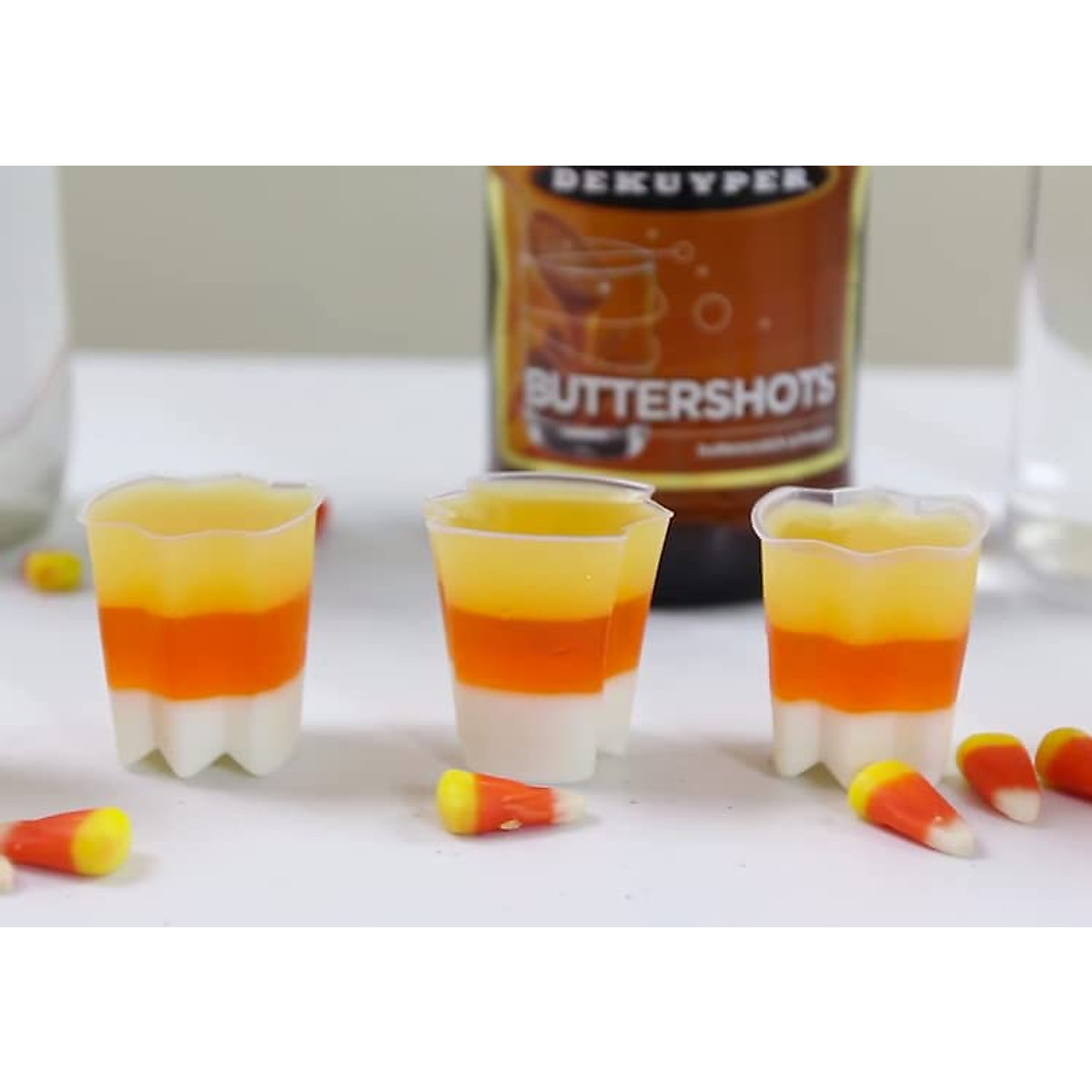 50 EZ-Squeeze Jello Shot Cups With Lids - 2 oz Max Capacity-New and Improved Design 2019 - Jello Shot Cups With Lids Stack-able - Easy To Squeeze -Fun For All Occasions