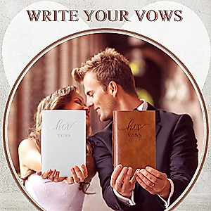 2 Pcs Wedding Vow Books His and Hers Vow Books Vow Notebook for Wedding Vows Journal Wedding Day Officiant Book 5.9 x 3.9 Inch, Bridal Shower Gifts, Wedding Keepsake, 50 Pages/Pcs (White, Brown)
