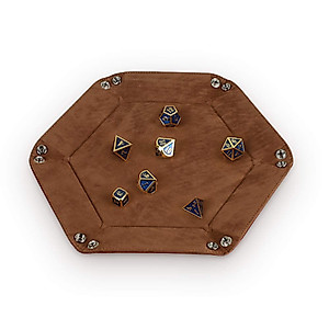 Dice Tray 12 Inch Dice Rolling Tray Folding Dice Tray Holder for RPG DND Table Games Double Sided PU Leather Tray (Camel)