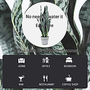 Artificial Snake Plant Faux Sansevieria 26 Inch for Indoor Outdoor Feaux Plants in Pot for Home Office Decoration Perfect Housewarming Gift