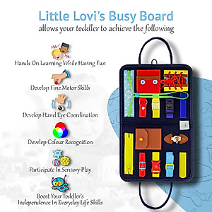 Little Lovi Busy Board Montessori Toys for Toddlers Educational Basic Skills Toy for Children Travel Busy Board Kids Sensory Busy Board