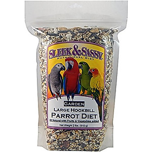 SLEEK & SASSY NUTRITIONAL DIET Garden Large Hookbill Parrot Food for Large Conures, Amazons, African Greys, Cockatoos, Pionus-Parrots & Small Macaws (2 lbs.)