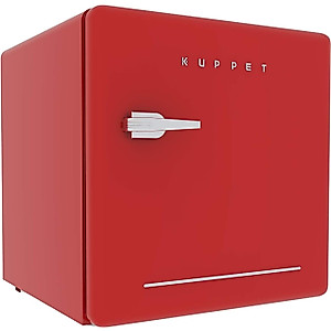 DISHUP 1.6 Cu.Ft Classic Retro Compact Refrigerator, Single Door Mini Fridge with Freezer, Small Drink Chiller with Small Beauty Cosmetics Skin Care Refrigerated for Home,Office,Dorm or Cabin(Red)