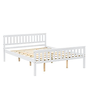 HAUSHECK Queen Size Bed Frame w/Headboard & Footboard, Platform Bed with 12" Under Storage Space, Wood Bedframe for Kids, Teen, Adults, No Box Spring Needed, Wooden Slats Support Mattress Foundation
