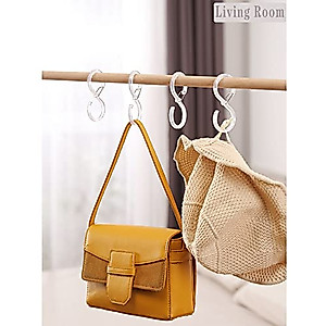 S Hooks with Safety Buckle for Hanging, Anti-Drop S Shaped Hooks, Heavy Duty Rustproof S Hangers for Kitchen Utensil, Closet Rod, Bathroom (32, Clear)