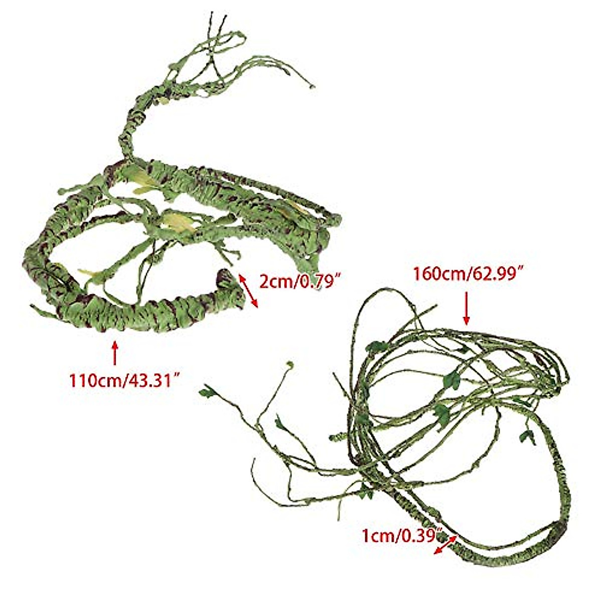 PIVBY Flexible Bend-A-Branch Jungle Vines Pet Habitat Decor Reptile Plants Terrarium for Lizard,Frogs, Snakes and More Reptiles Climbing (Fat:0.7943.31 Inch)