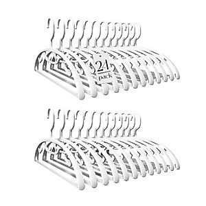 HOUSE DAY White Plastic Clothes Hangers, Heavy Duty Coat Hangers 24 Pack, Premium Thick Wide Shoulder Suit Hanger with Non-Slip Hook, Space Saving Hangers for Shirts, Sweaters, Dresses, Pants
