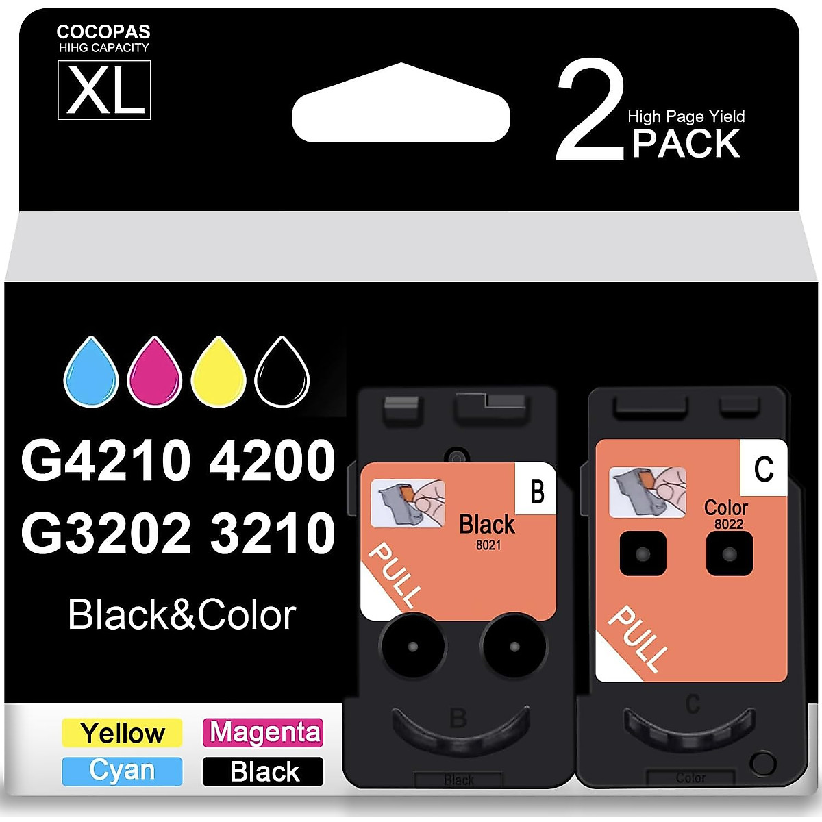 cocopas Remanufactured Ink Cartridges Replacement for Canon PIXMA G4210 G4200 G3210 G3200 2210 2200 1200 MegaTank Printer Head Ink cartridges