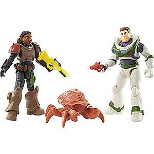 Mattel Lightyear Toys Toy Figures and Accessories, 5-in Scale Izzy & Buzz Figures, Oversized Bug & Blasters