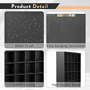 DARCKLE Shot Glass Display Case for Wall, Wood Holds Set of 30 Glasses Shot Glass Holder Display Shelf, 17'' x 12''-3'' x 2'' (Black, 1PCS)