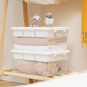 Citylife 17 QT Plastic Storage Box with Building Baseplate Lid and Removable Tray Craft Organizers and Storage Clear Storage Container for Organizing Bead, Tool, Sewing